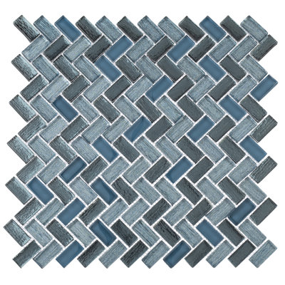Andova Velmo 1" x 1.25" Glass Chevron / Herringbone Mosaic Kitchen Backsplash, Bathroom, Shower ...